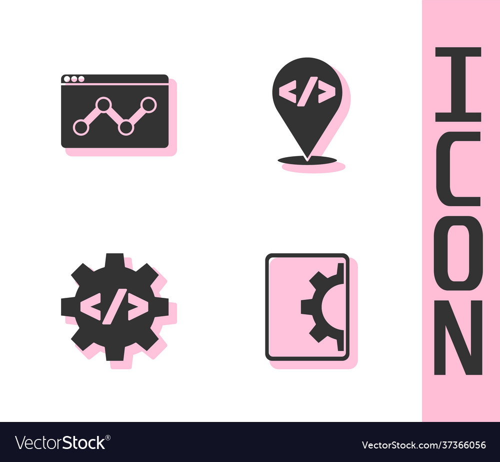 Set web development website statistic front end Vector Image