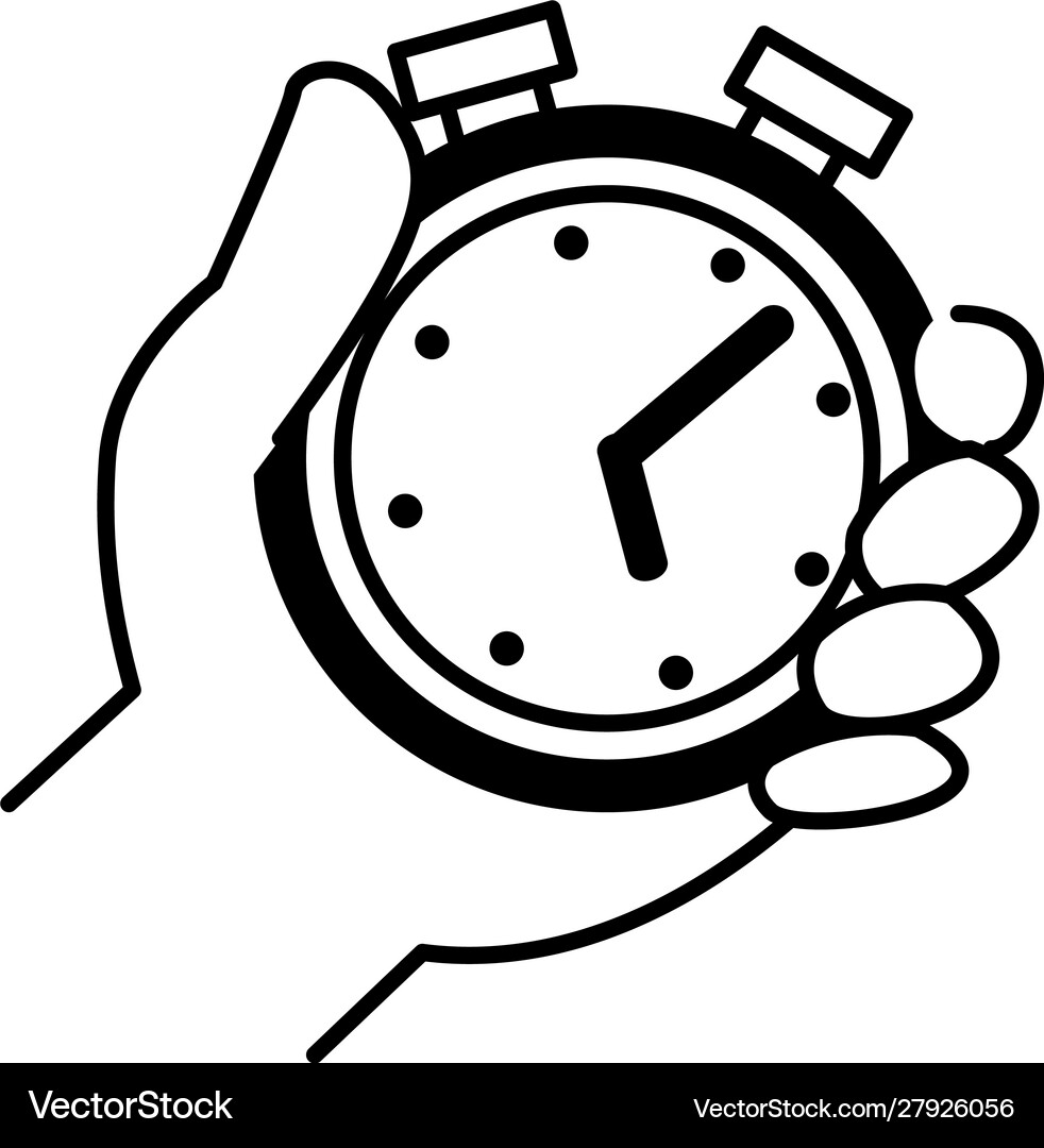 Sport hand with chronometer block line style Vector Image
