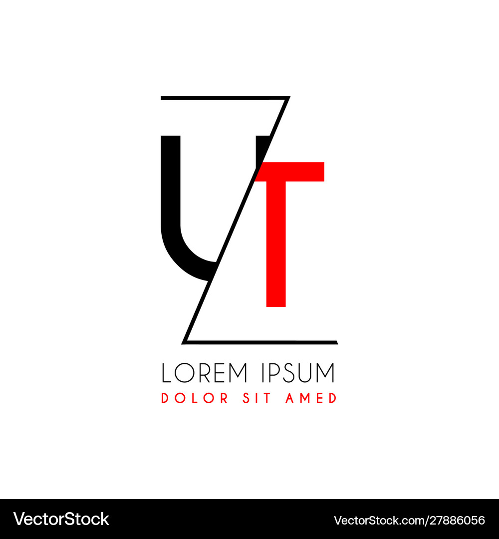 Ut logo letter separated a black zigzag line Vector Image