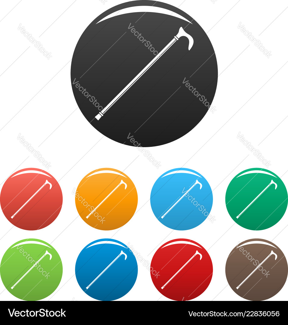 Walking stick icons set color Royalty Free Vector Image