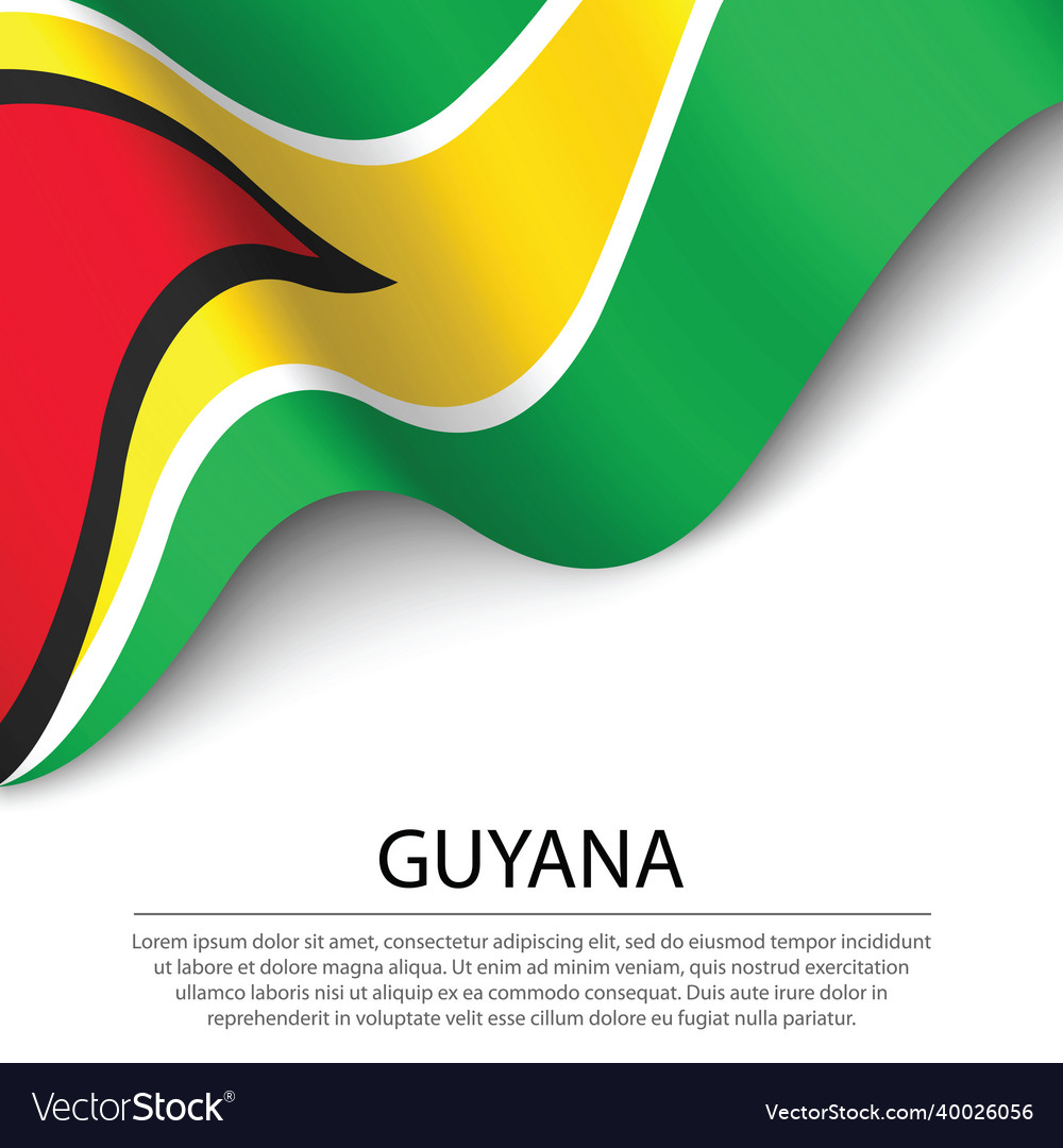 Waving flag of guyana on white background banner Vector Image