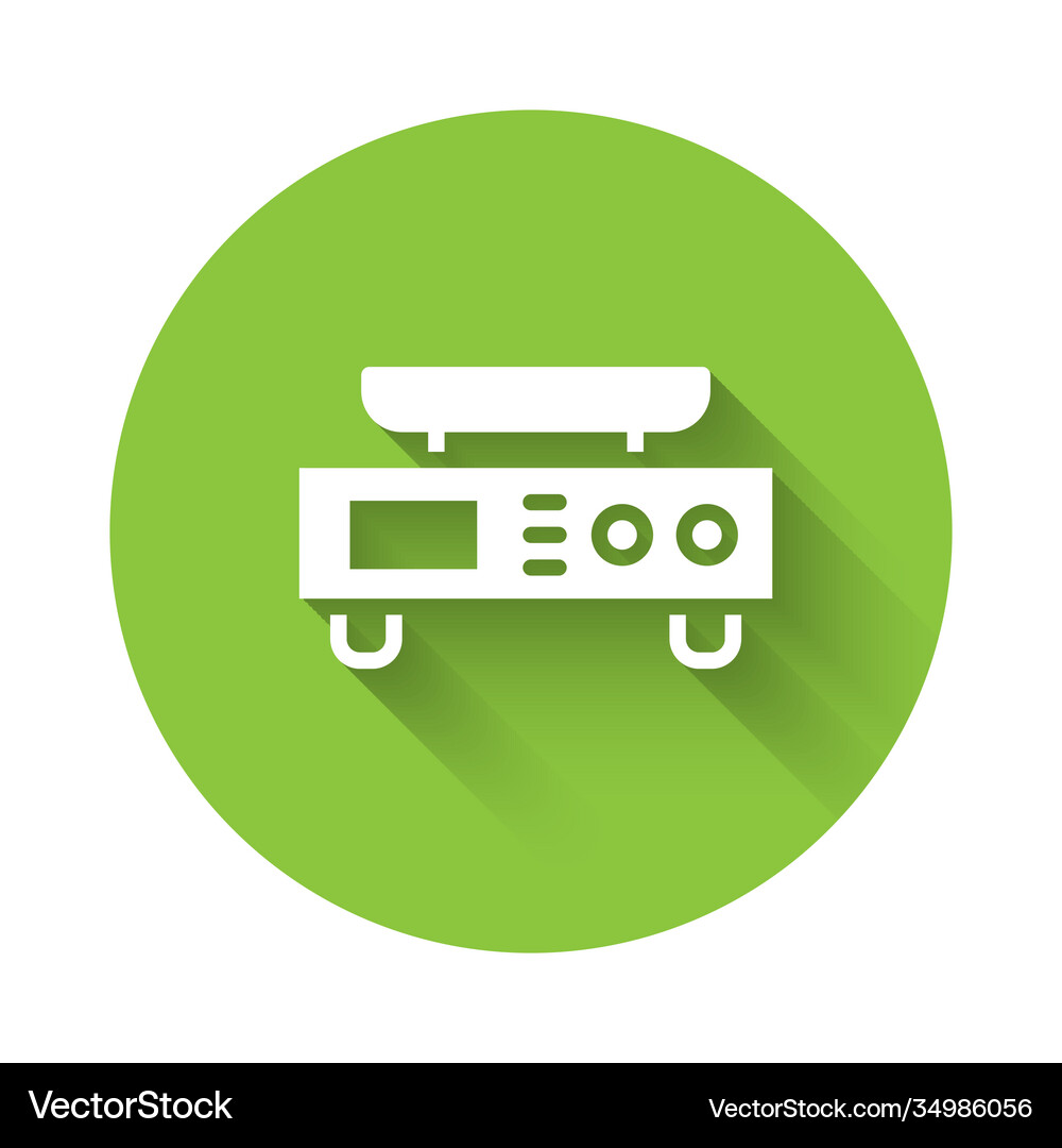 White electronic scales icon isolated with long Vector Image