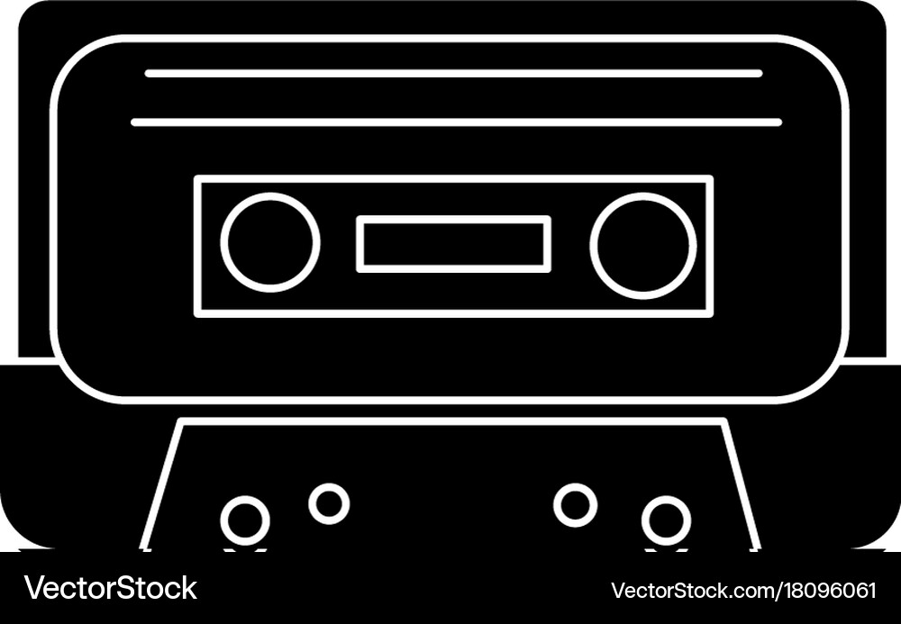 Audio tape icon black sign Royalty Free Vector Image