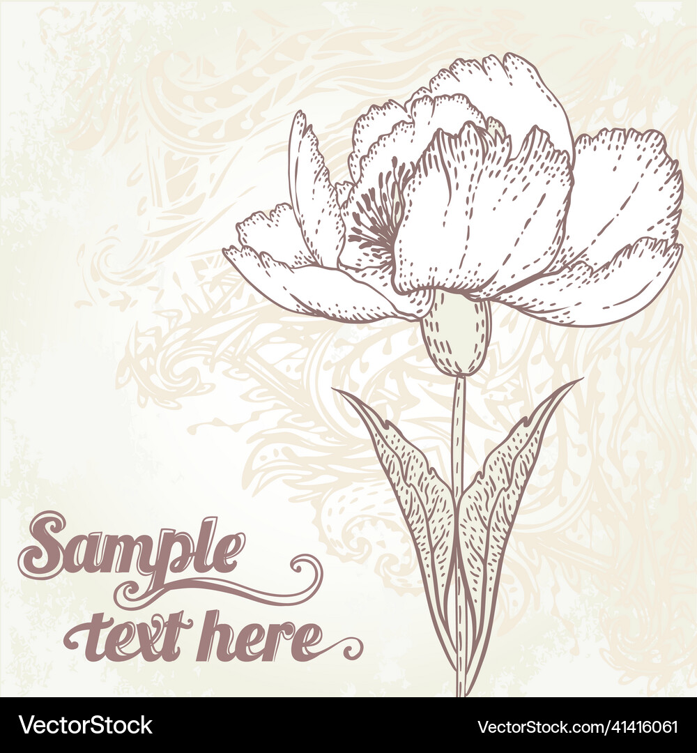 Beige blooming flower vintage Royalty Free Vector Image