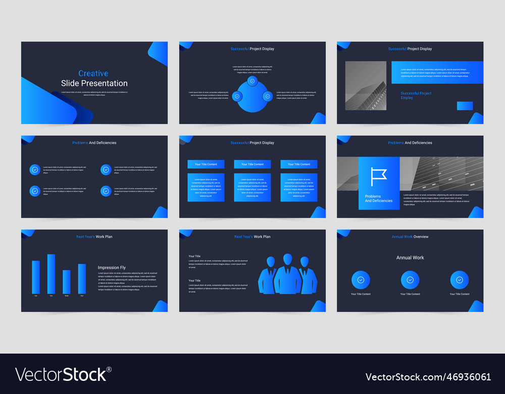 Creative slide presentation template Royalty Free Vector