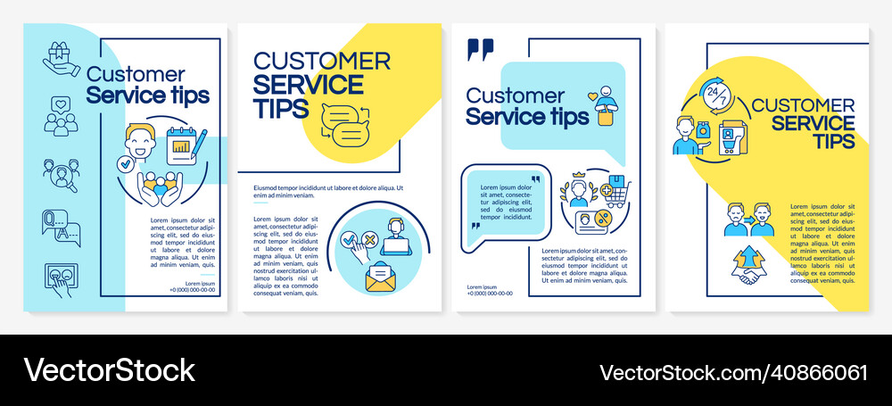 Customer service tips blue and yellow brochure Vector Image