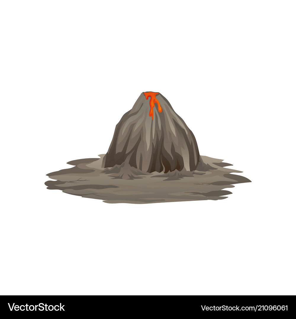 Flat of big gray volcano Royalty Free Vector Image