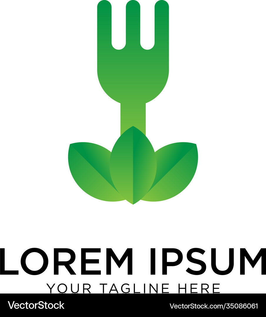 Fresh food and fork logo template Royalty Free Vector Image