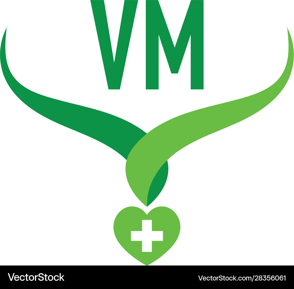 Initial letter vm creative health green logo Vector Image