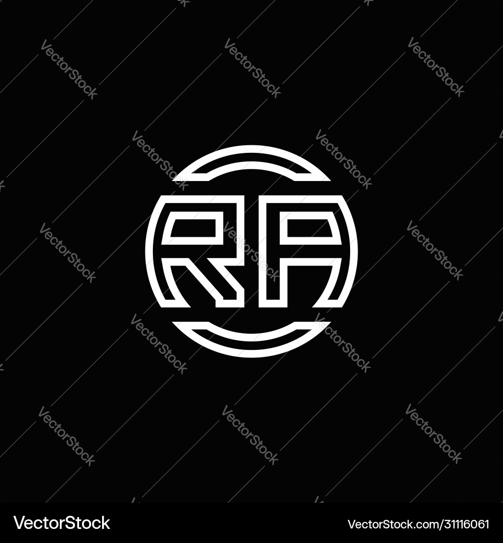 Ra logo monogram with negative space circle Vector Image