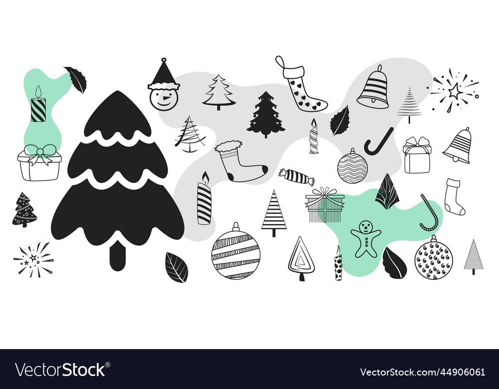 Set of hand drawn christmas decorative symbols Vector Image
