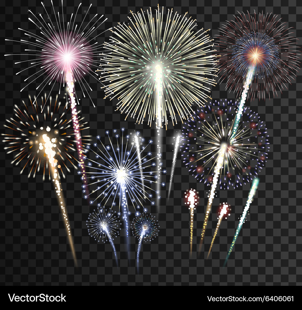 Set of isolated fireworks Royalty Free Vector Image