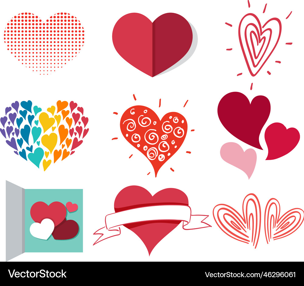 Set of red heart Royalty Free Vector Image - VectorStock