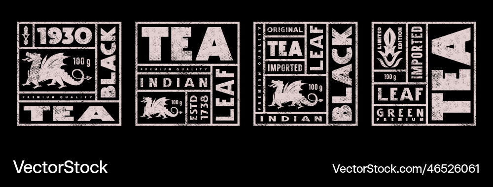 Set of template square label for tea Royalty Free Vector