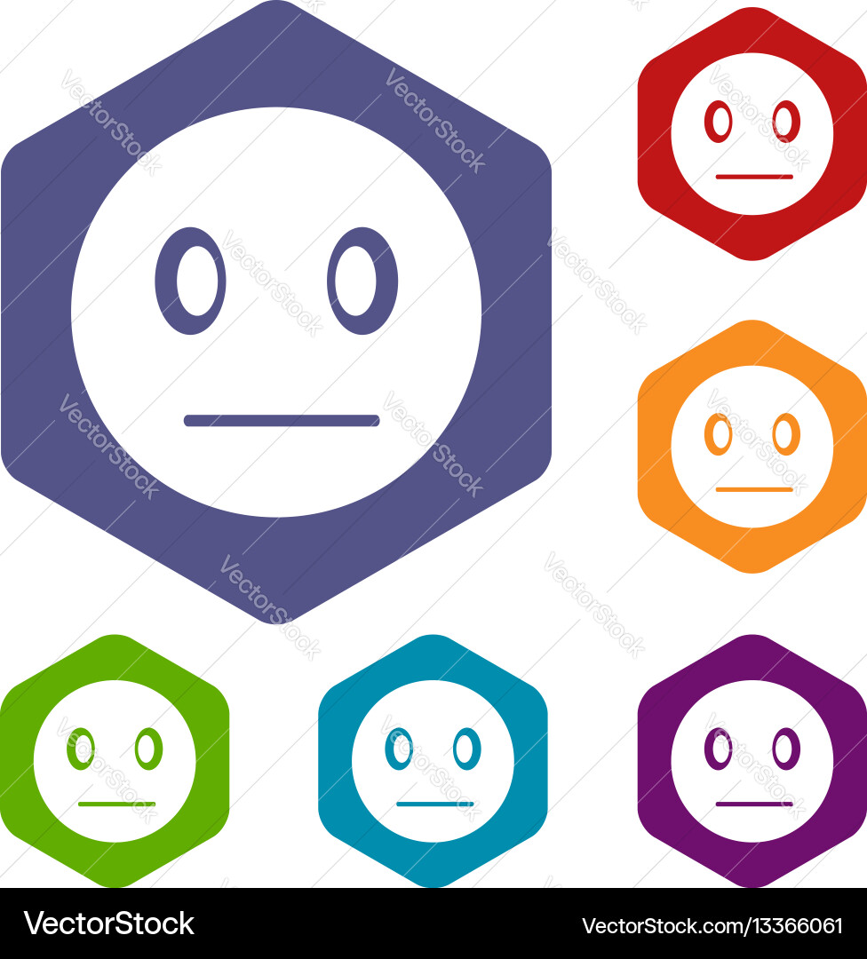 Suspicious emoticon icons set Royalty Free Vector Image