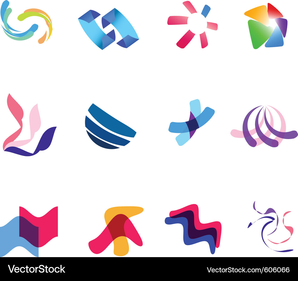 12 colorful symbols set 27 Royalty Free Vector Image