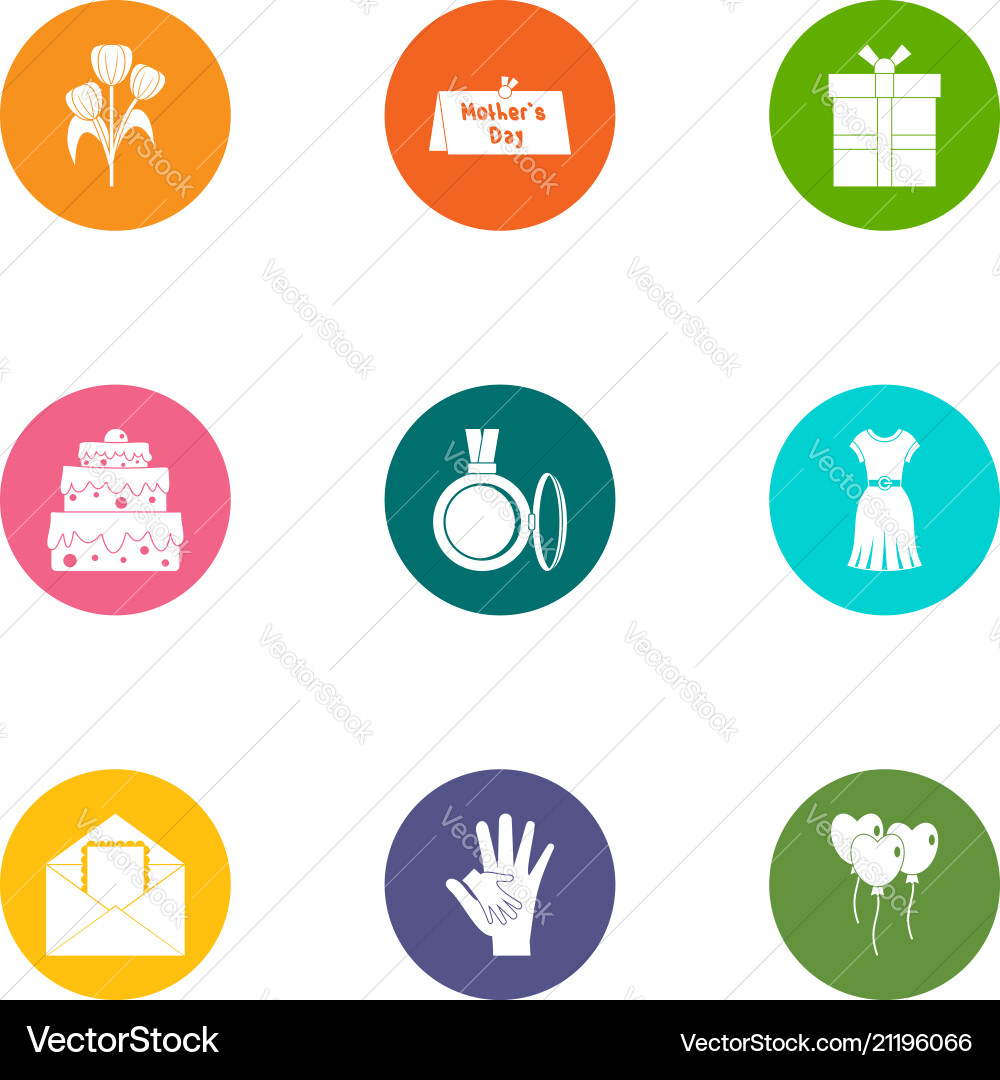 Close person icons set flat style Royalty Free Vector Image