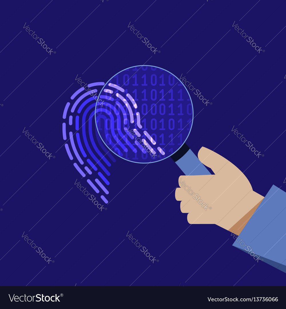 Cyber security digital binary fingerprint flat Vector Image