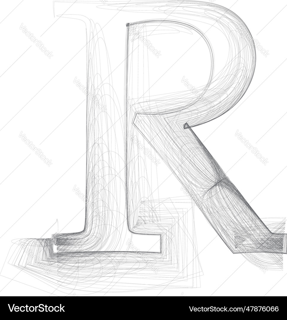 Doodle digital drawn sketch letter r Royalty Free Vector