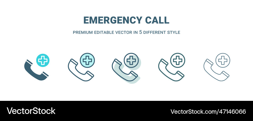 Emergency call icon in 5 different style outline Vector Image
