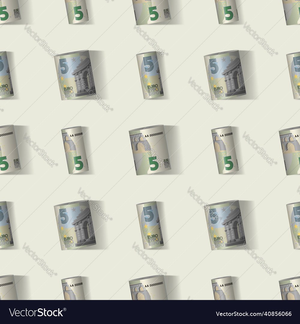 Financial seamless pattern eu paper money rolled Vector Image