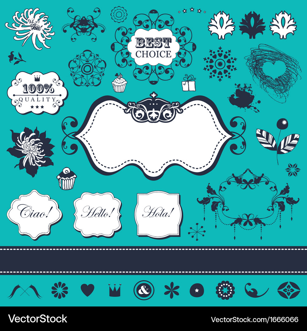 Floral elements and frames Royalty Free Vector Image