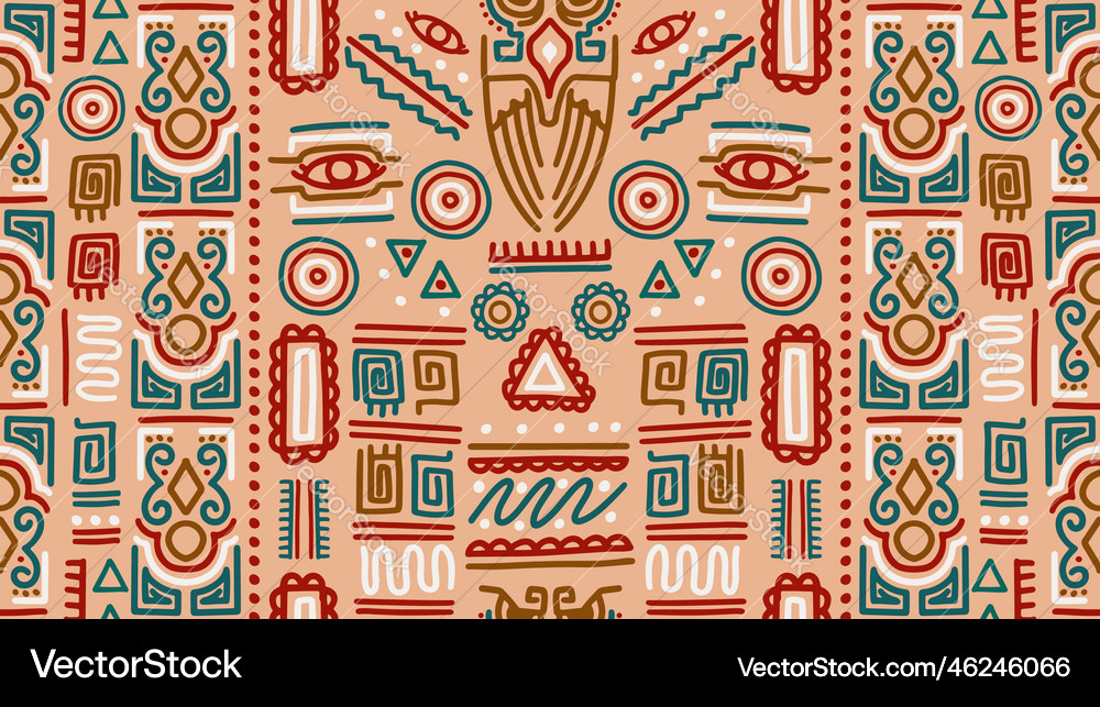 Hand drawn tribal pattern doodle african ethnic Vector Image