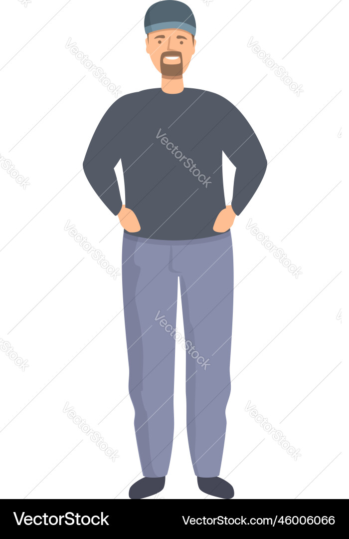 Happy trucker icon cartoon driver cap Royalty Free Vector