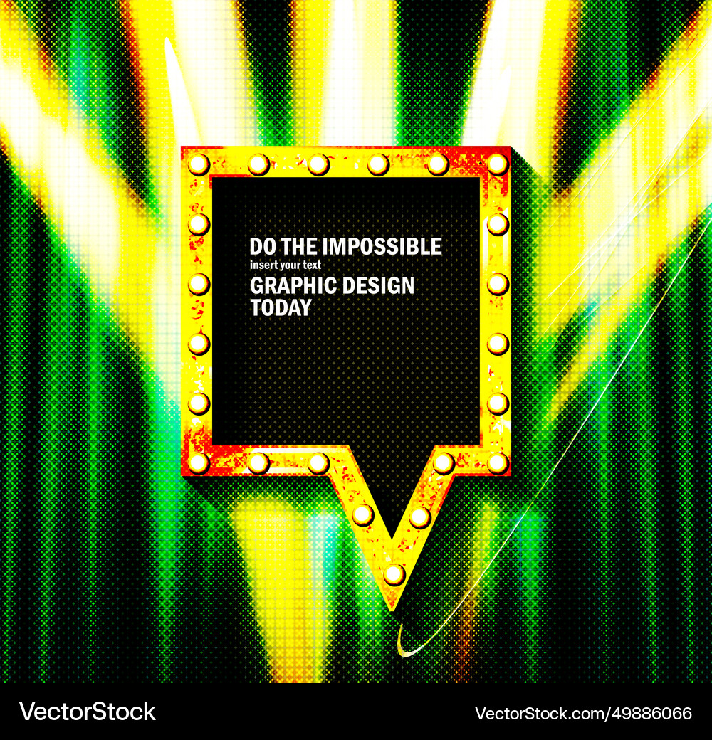 Light sign over dark background retro banner Vector Image