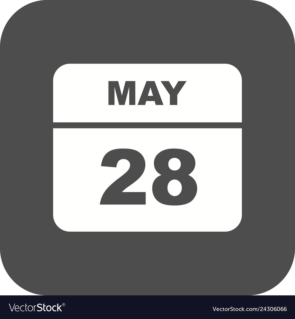 May 28th date on a single day calendar Royalty Free Vector