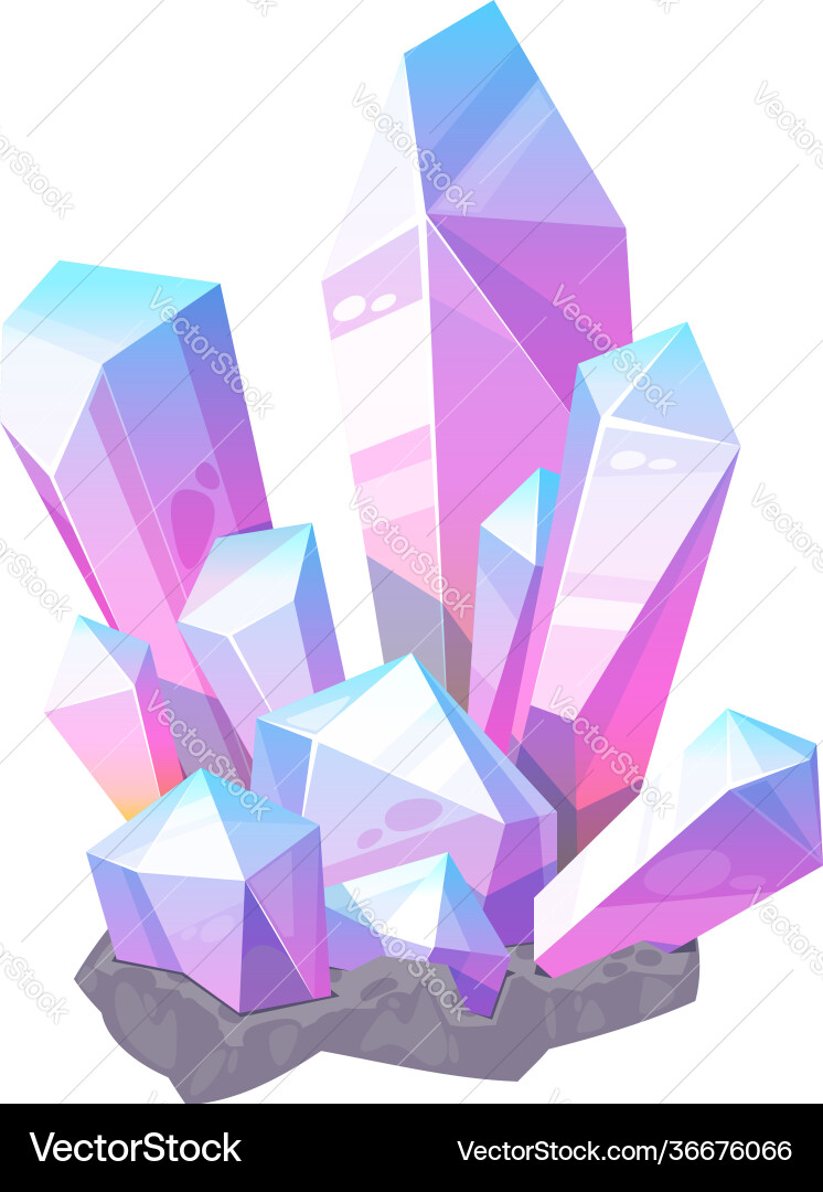 Violet amethyst purple gem stone isolated crystal Vector Image