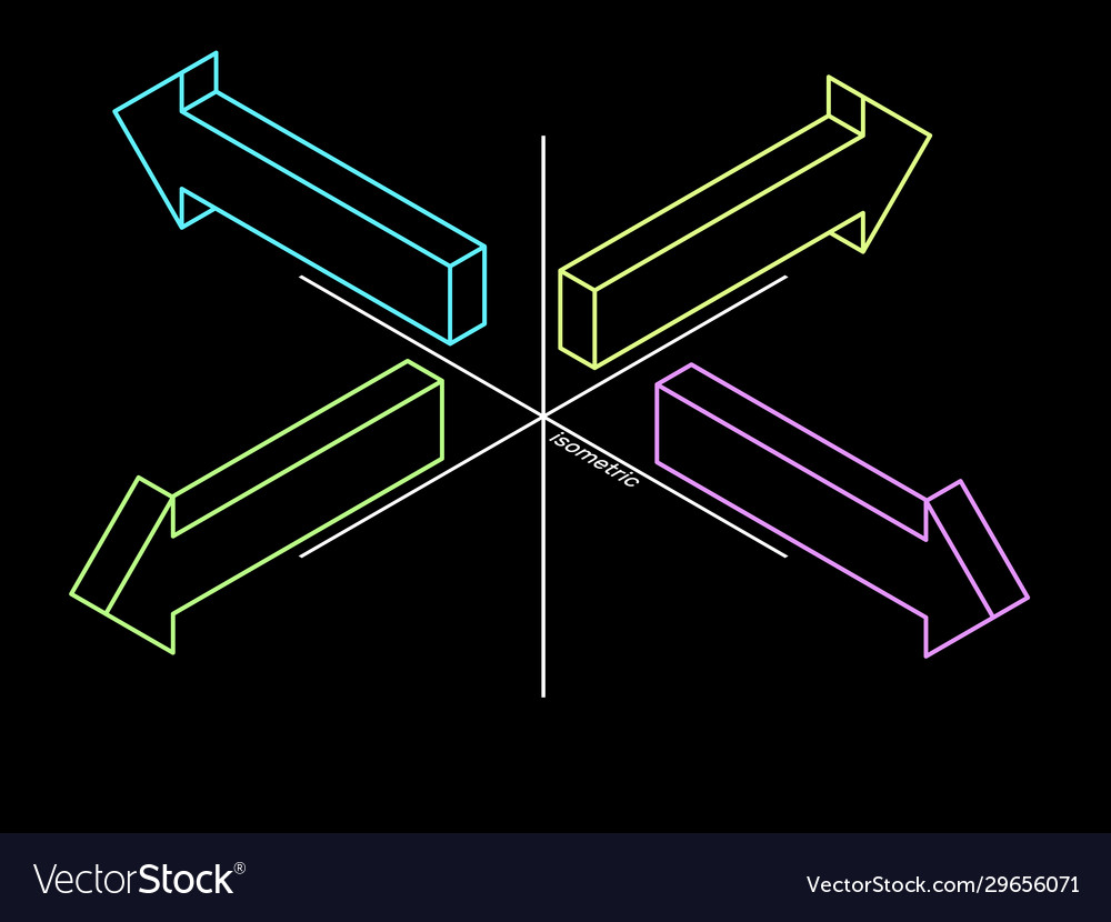 3d Arrow Sign Set Isolated On Black Background Vector Image