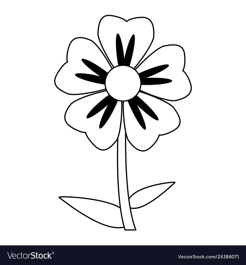Flower Cartoon Black And White Vector | Best Flower Site