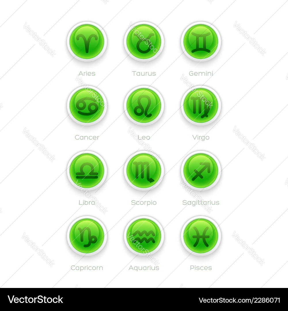 Buttons with zodiac symbol icons Royalty Free Vector Image