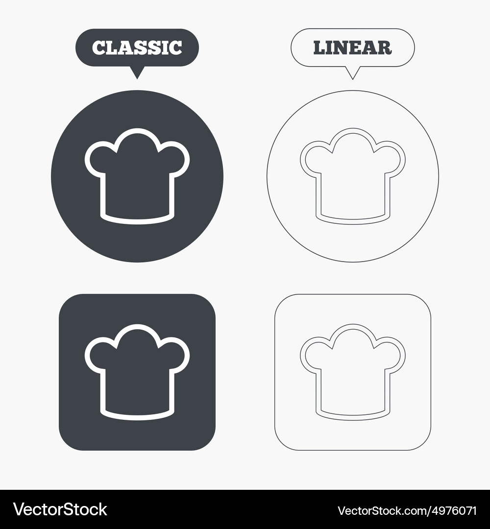 Chief hat sign icon cooking symbol Royalty Free Vector Image