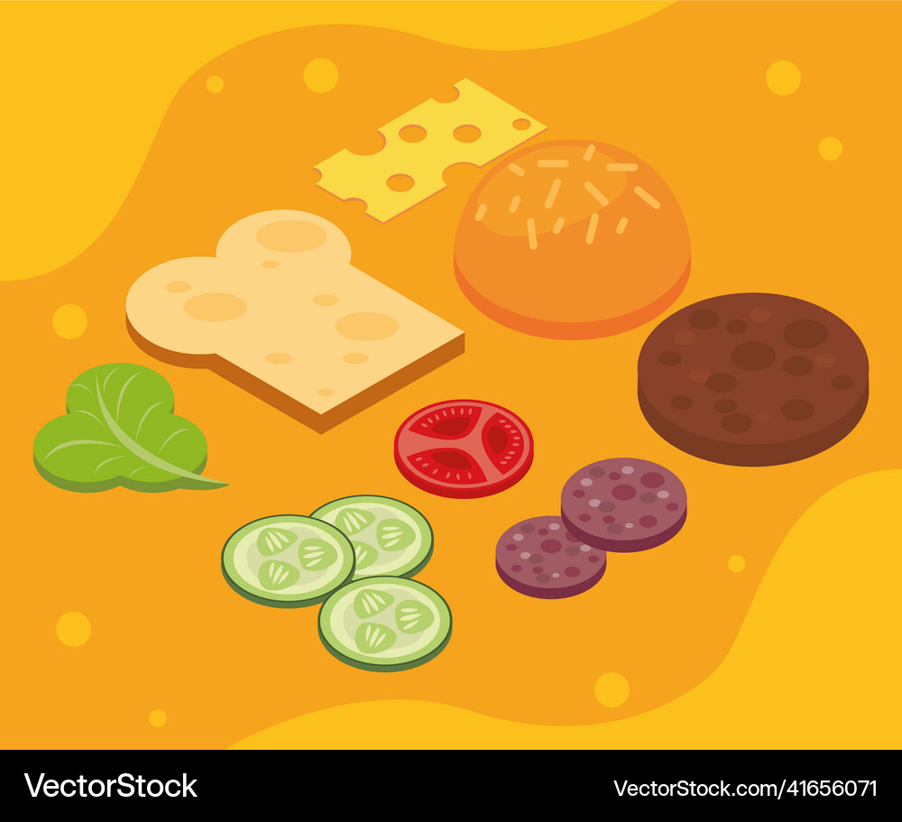 Eight isometric fast food icons Royalty Free Vector Image