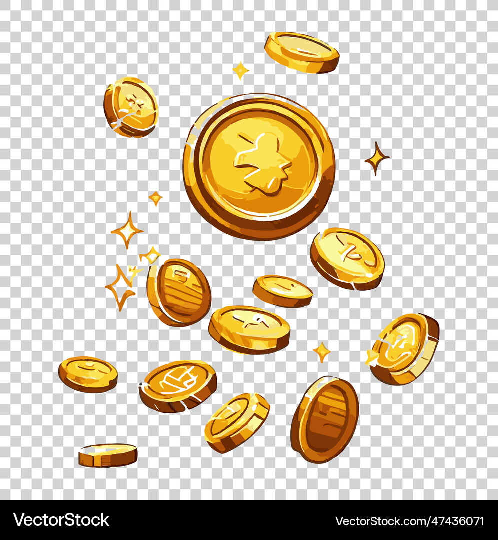 Gold coins isolated on transparent background Vector Image