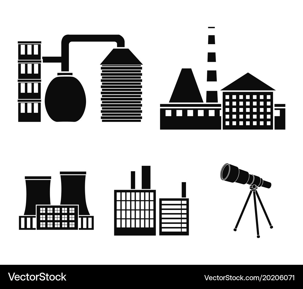 Industry productionfactory set collection icons Vector Image
