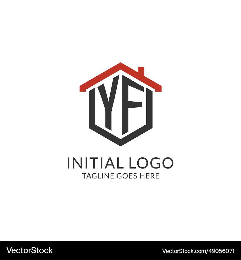 Initial logo yf monogram with home roof hexagon Vector Image