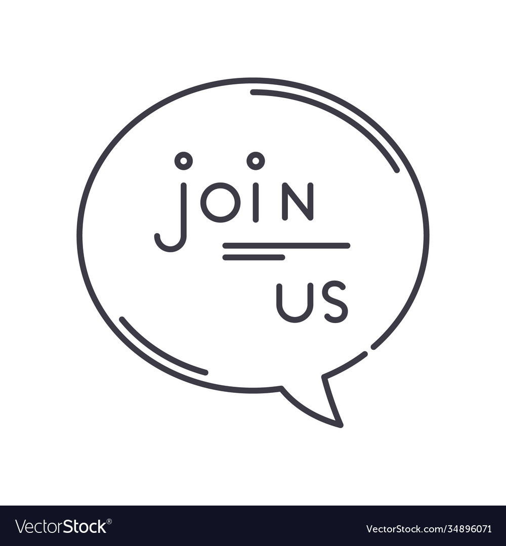 Join us icon linear isolated thin Royalty Free Vector Image