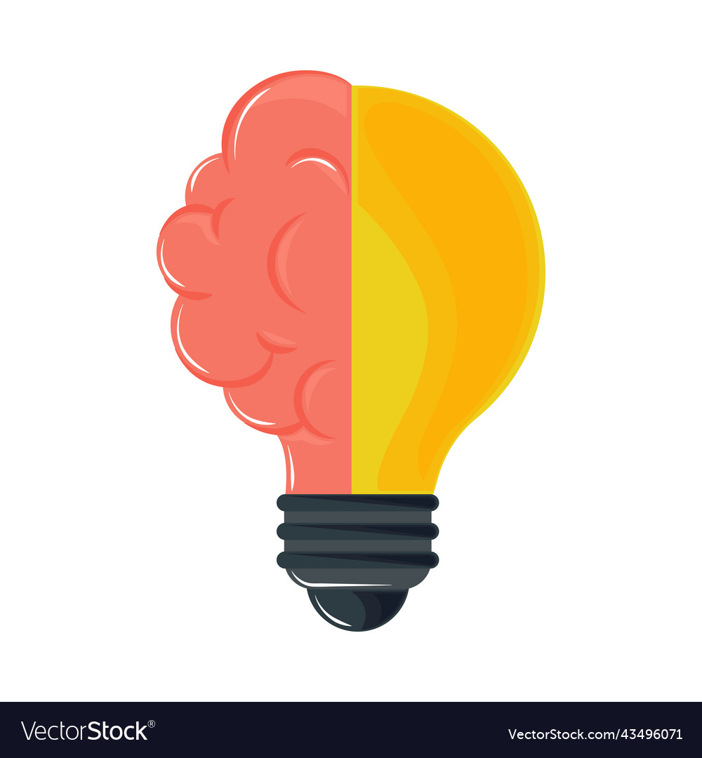 Light bulb brain Royalty Free Vector Image - VectorStock
