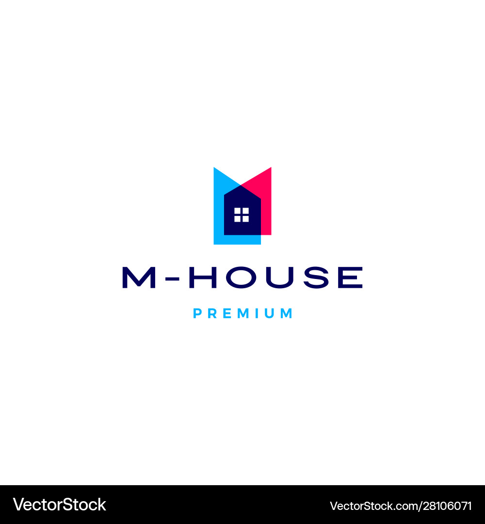 M house logo icon in overlapping style Royalty Free Vector
