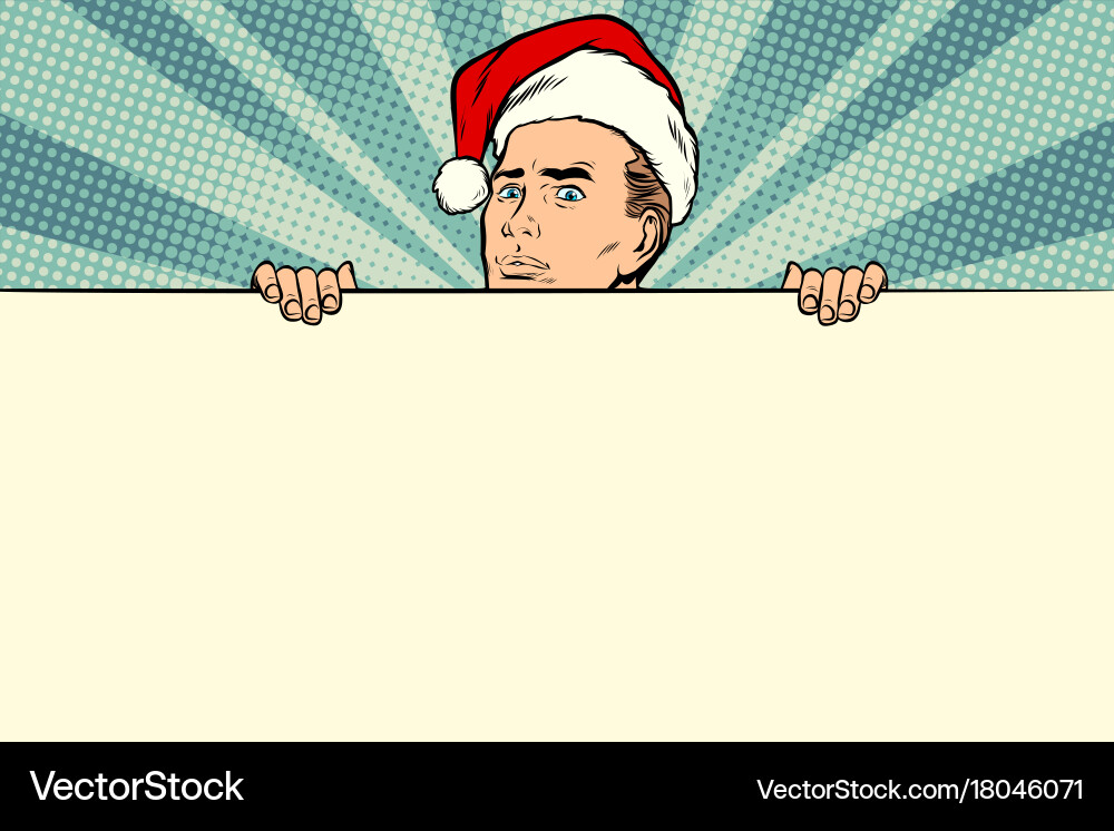 Man with santa hat sales banner Royalty Free Vector Image