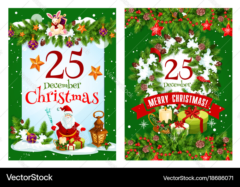 Merry christmas santa present greeting card Vector Image