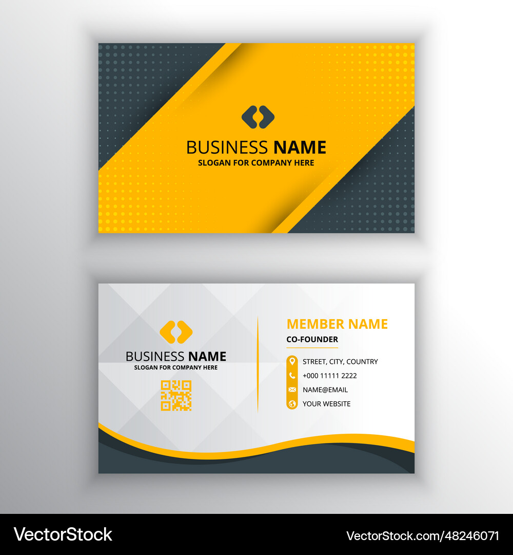 Modern flat yellow diagonal business card template