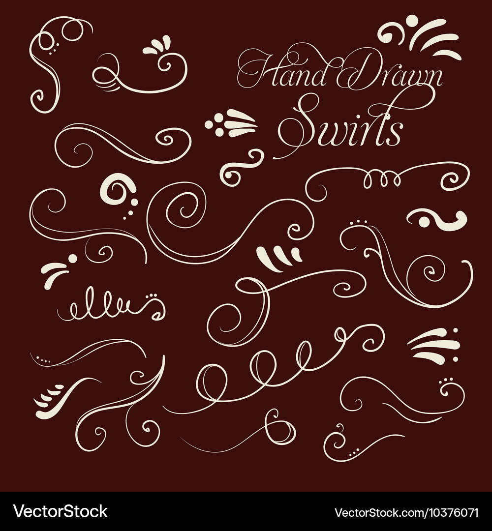 Set decorative swirls hand-drawn for your Vector Image