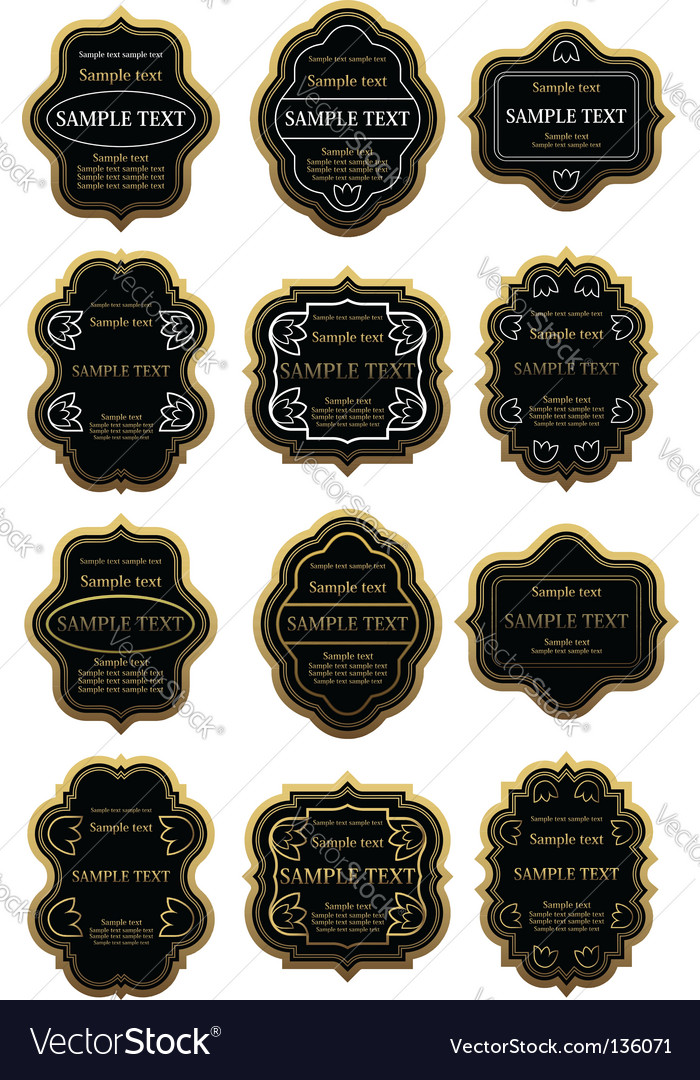 Set gold and black labels Royalty Free Vector Image
