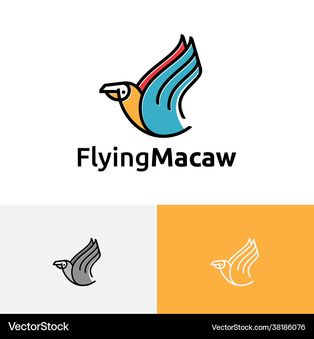 Beautiful exotic parrot macaw bird flying Vector Image