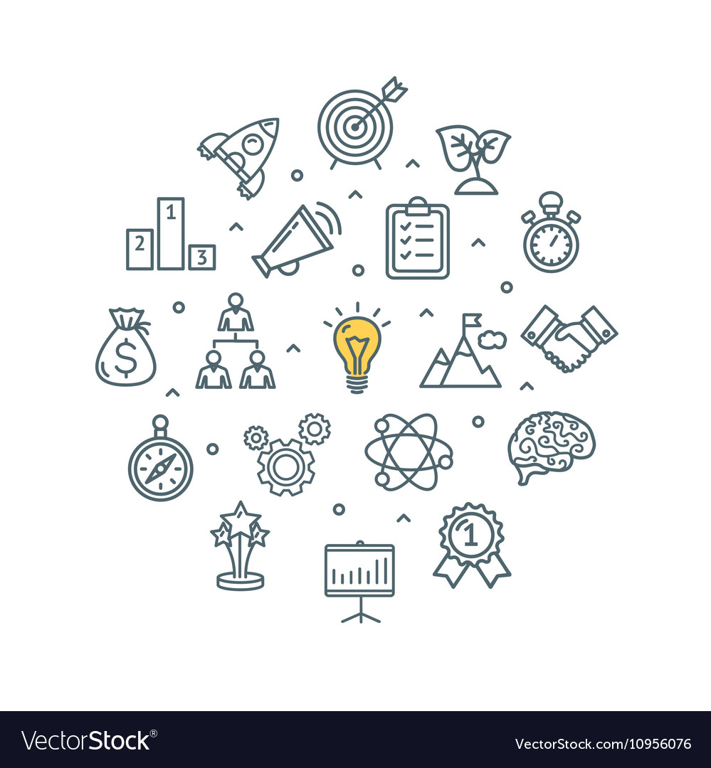 Brainstorming round design template thin line icon Brainstorming round design template thin line icon