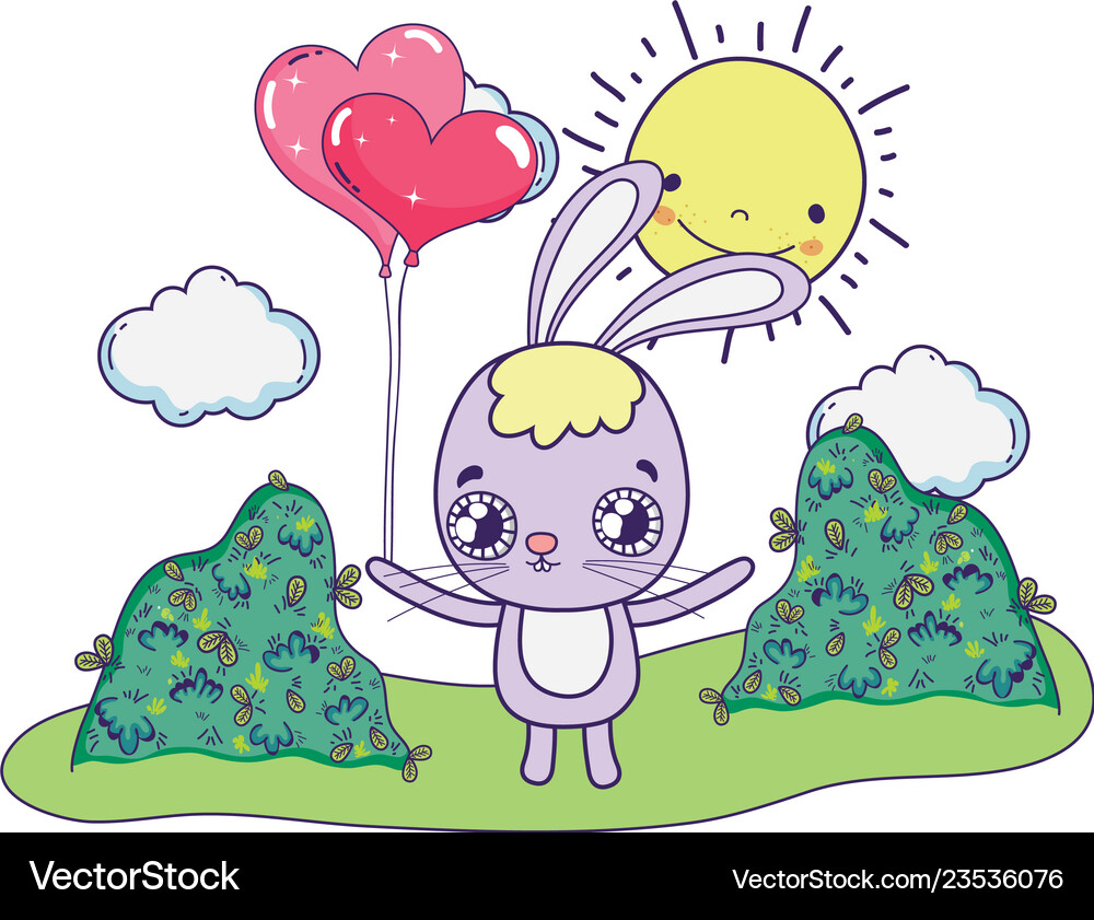 Cute rabbit with balloons helium valentines day Vector Image